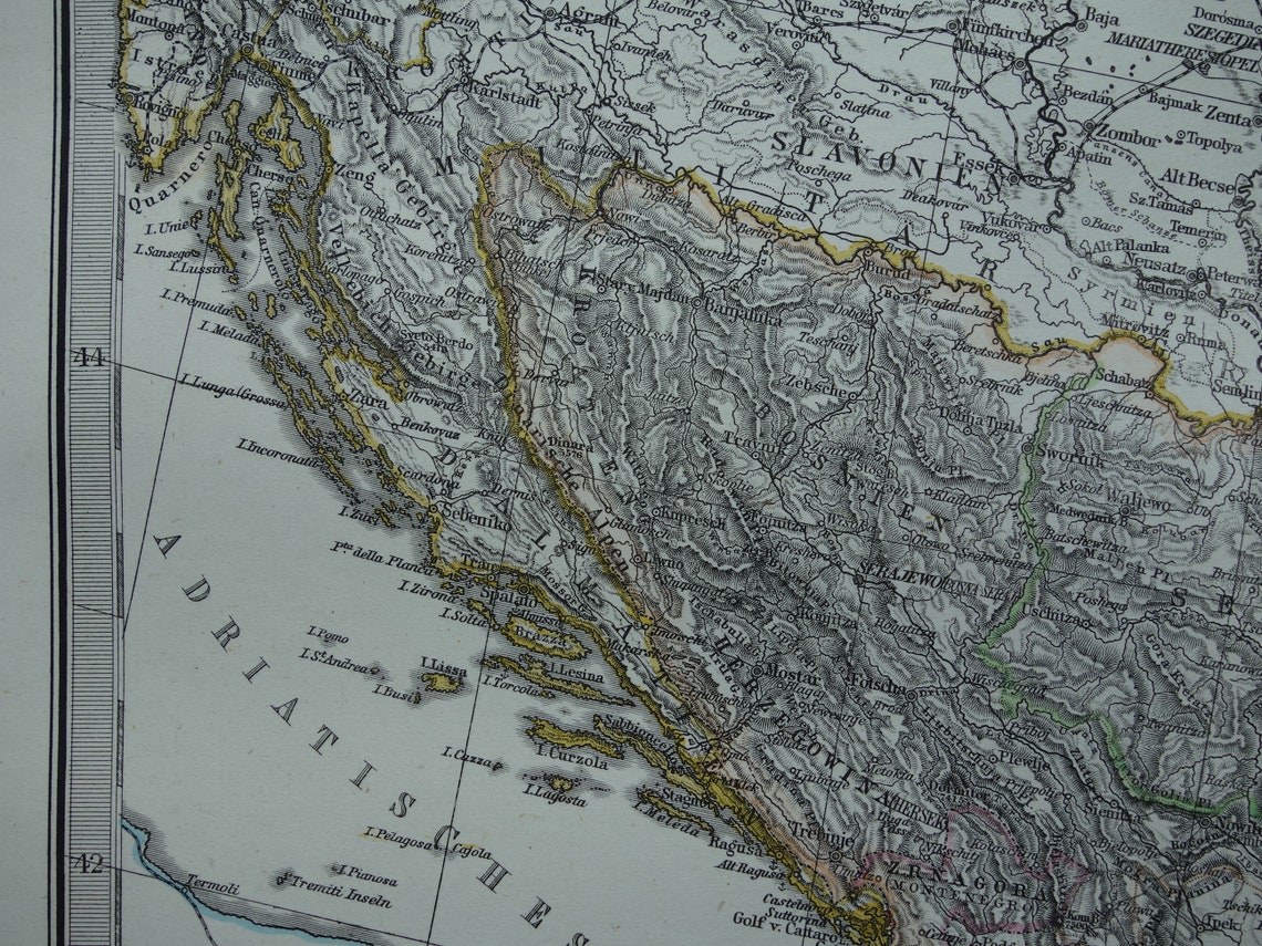 BALKANS Old Map of European Turkey in 1877 Original Large Antique Print ...