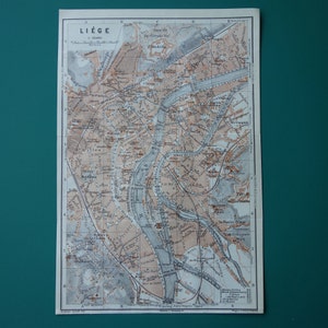 Over 110 Years Old Map of Liège Belgium 1910 Antique City Plan Liege ...