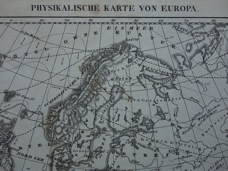 Old Map of EUROPE Original 1849 Antique Print of European Continent in ...