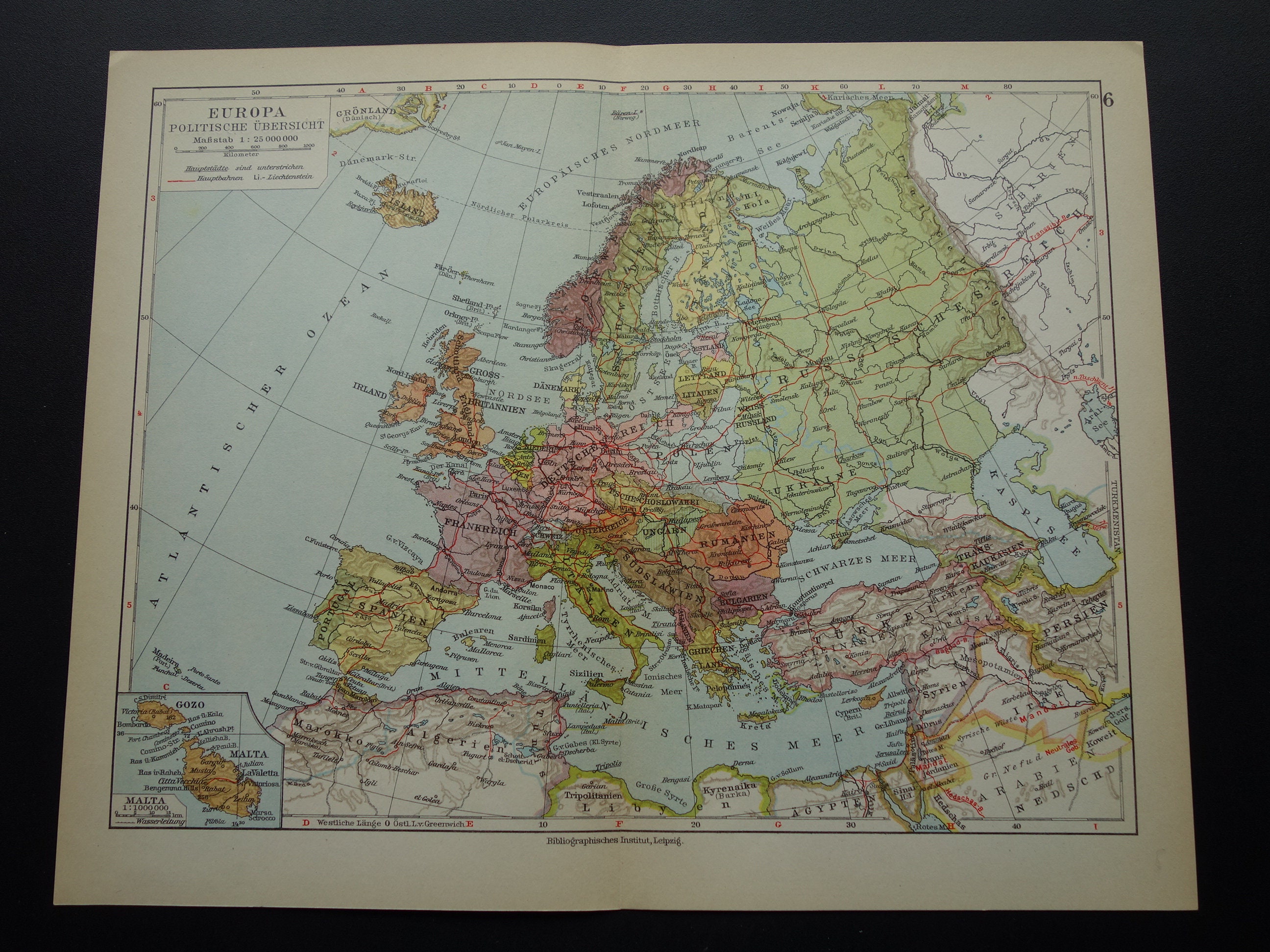 EUROPE Old Map of Europe 1928 Original Vintage Political Map - Etsy Denmark