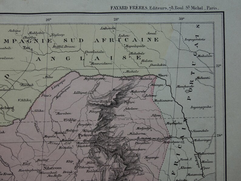 Old Map of South African Republic Transvaal in 1896 Original Antique ...
