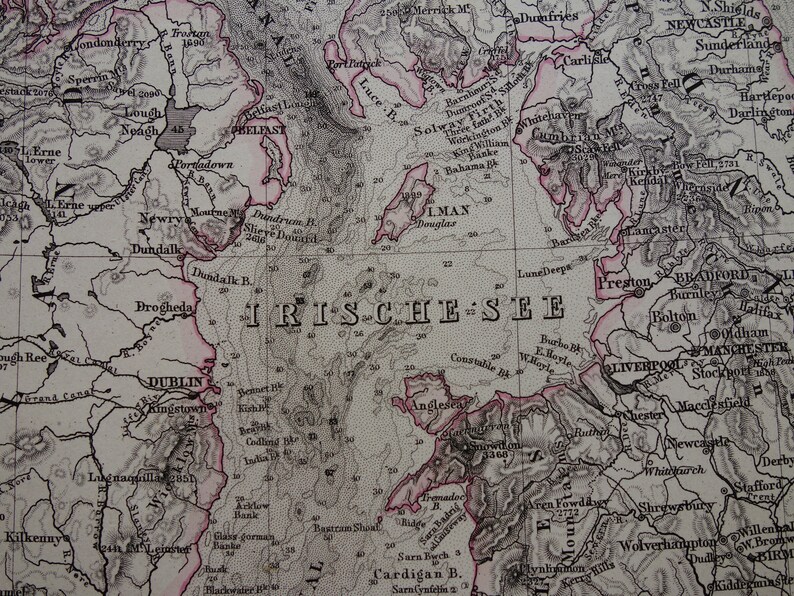 Antique Map of the United Kingdom and Ireland 1875 Beautiful | Etsy