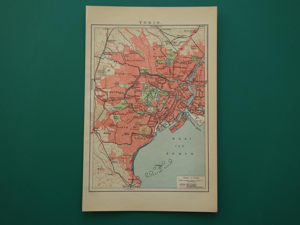 TOKYO Old Map of Tokyo Japan 1911 Original Antique City Plan About ...