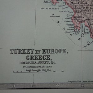 European Turkey Map - Original 130+ Years Old Antique French Print ...