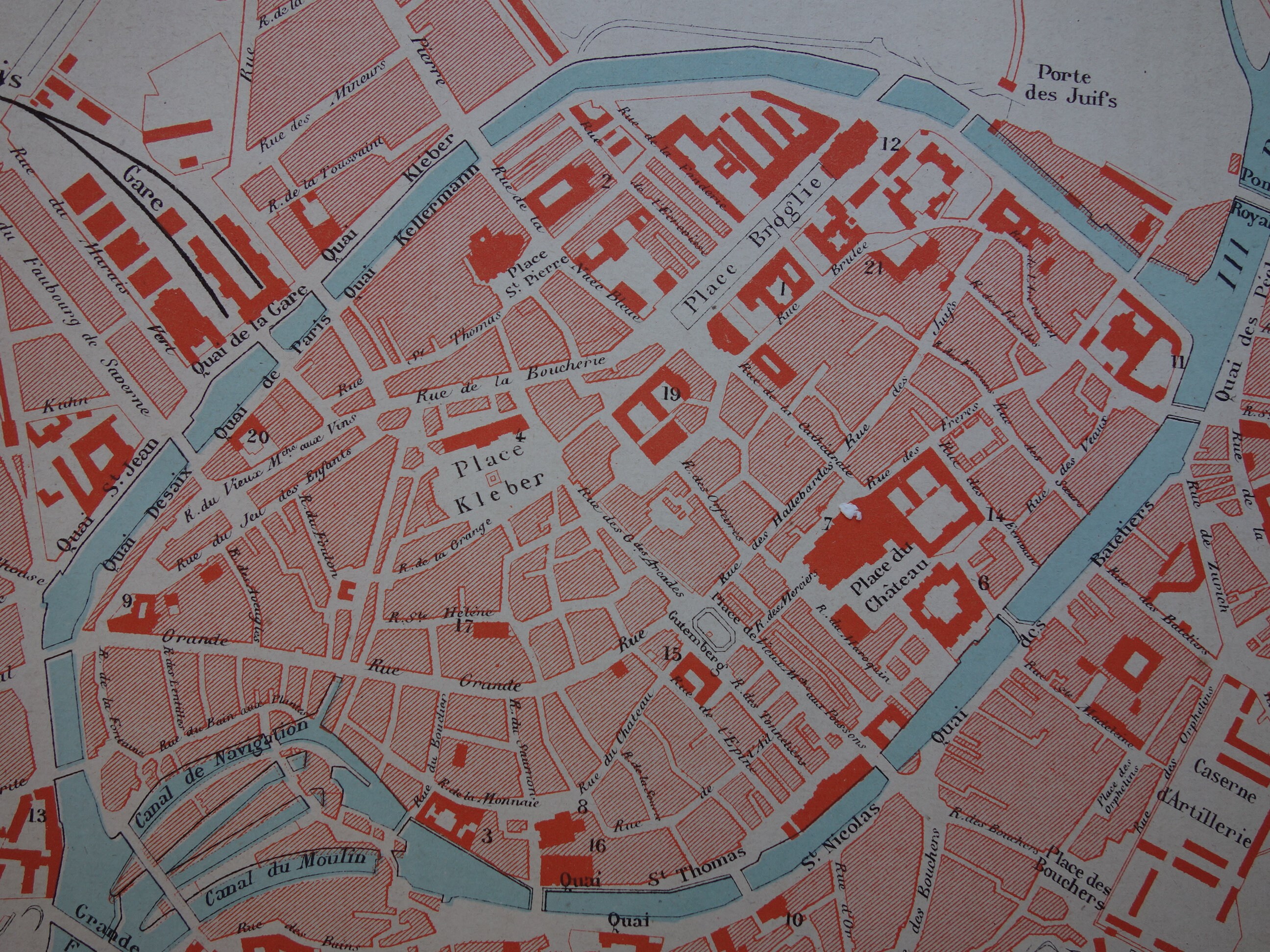 Strasbourg Old Map of Straßburg - Original 1877 Antique Print of ...