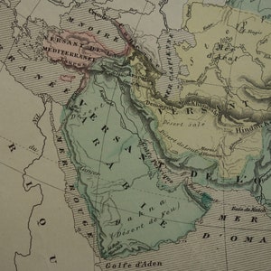 ASIA Old Geology Map of Asian Continent 1896 Original Antique Hand ...