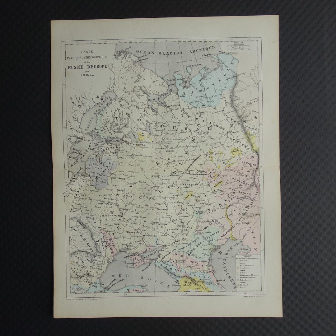 RUSSIA Old ETHNOGRAPHY Map of European Russia 1858 Original Antique ...