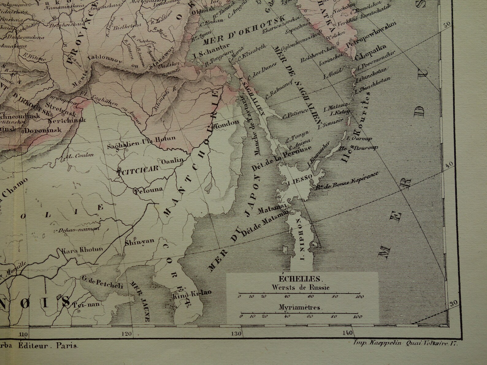 SIBERIA Old Map of Russia 1858 Original Antique French Hand - Etsy