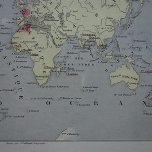 1870 Old World Map of French Colonies - Original Hand-colored Antique ...