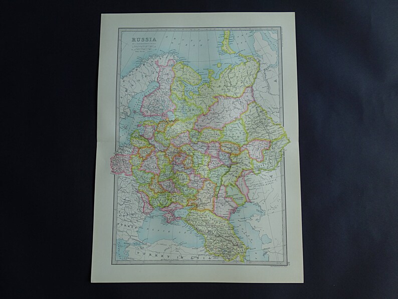 RUSSIA Old Map of Russia in 1890 Original Large English - Etsy