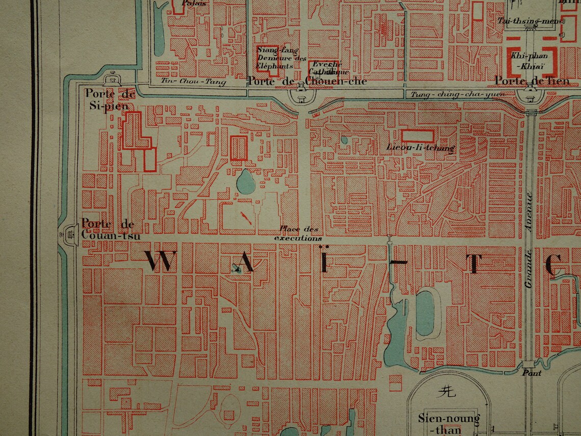 Antique BEIJING map large 1877 old city plan of Beijing | Etsy