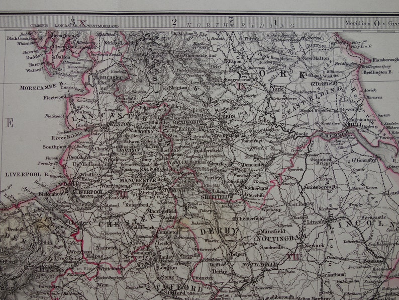ENGLAND WALES Antique Map 1875 Original Beautiful Old - Etsy