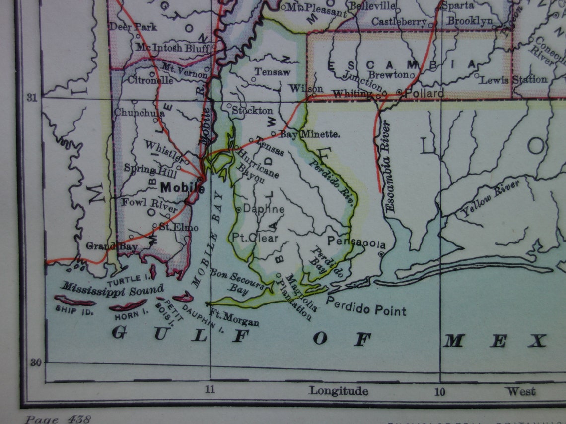 ALABAMA Old Map 1875 Original Antique State Maps of Alabama - Etsy