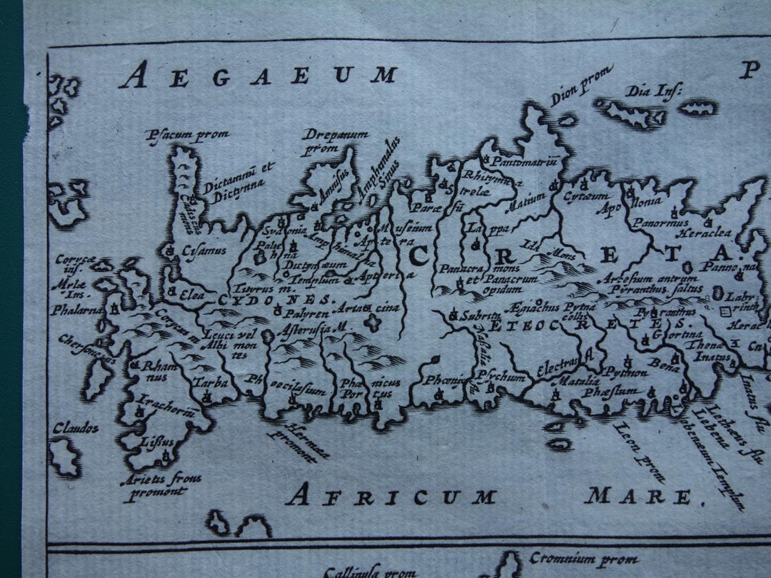 360+ Years Old Map of Crete and Cyprus Original Antique Print Cyprus ...
