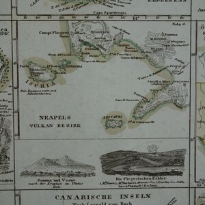 VOLCANO Old Print of Volcanoes Around Atlantic 1851 Original Antique ...