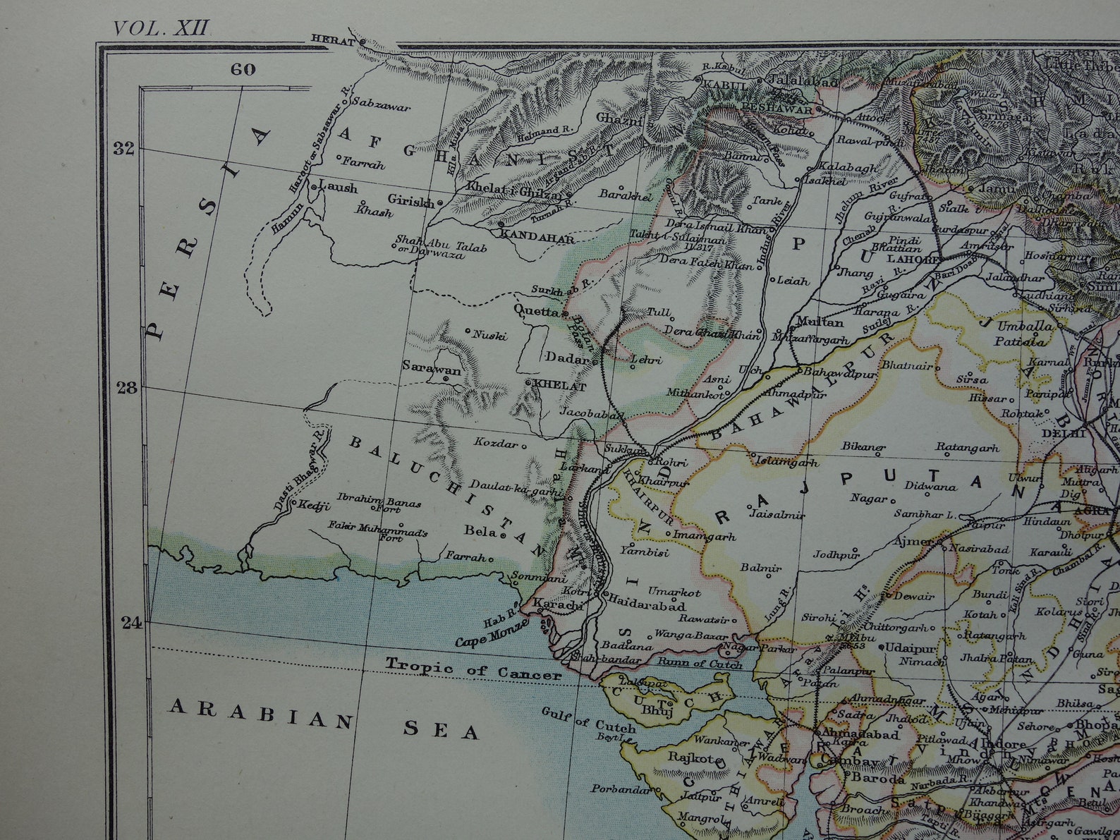 INDIA Old Map of British India - Beautiful 1881 Original Antique Print ...
