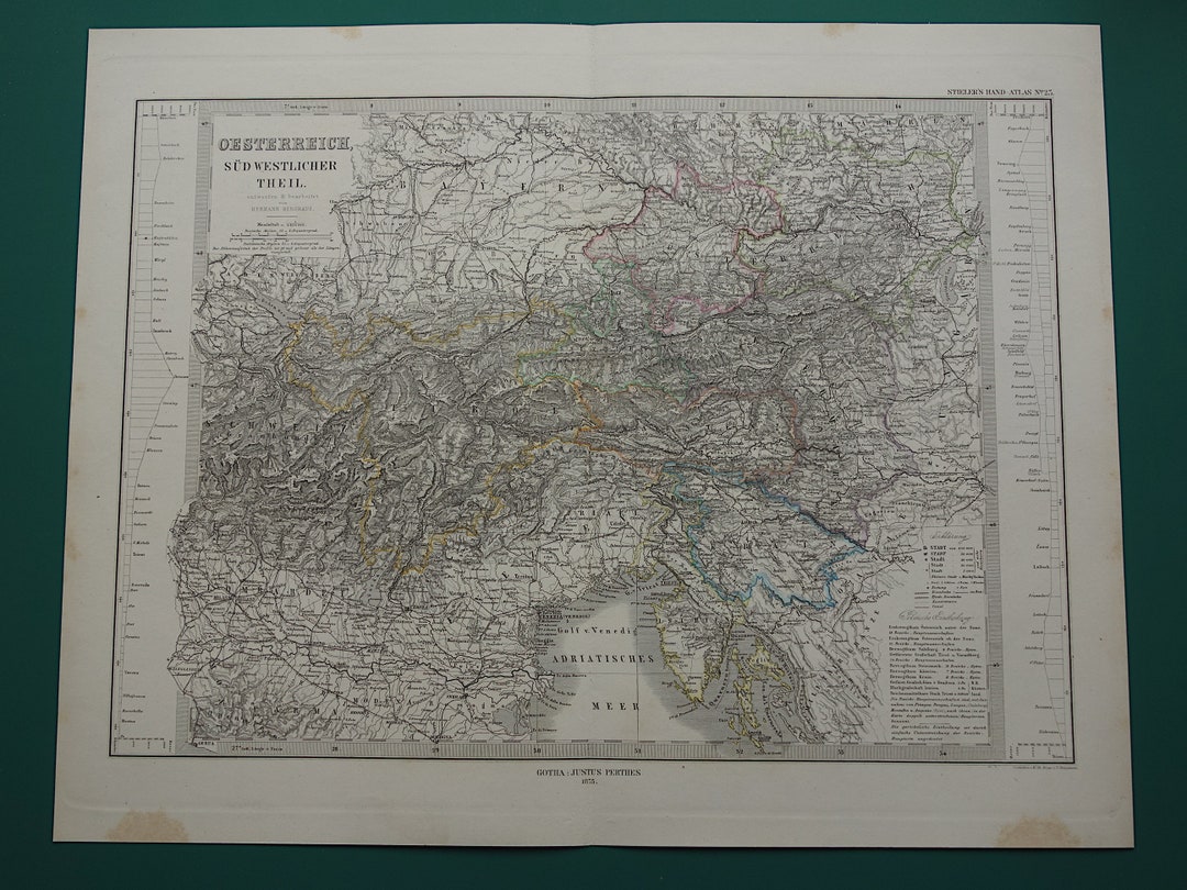 Antique Map of Austria Beautiful Original 1875 Big Old Print - Etsy