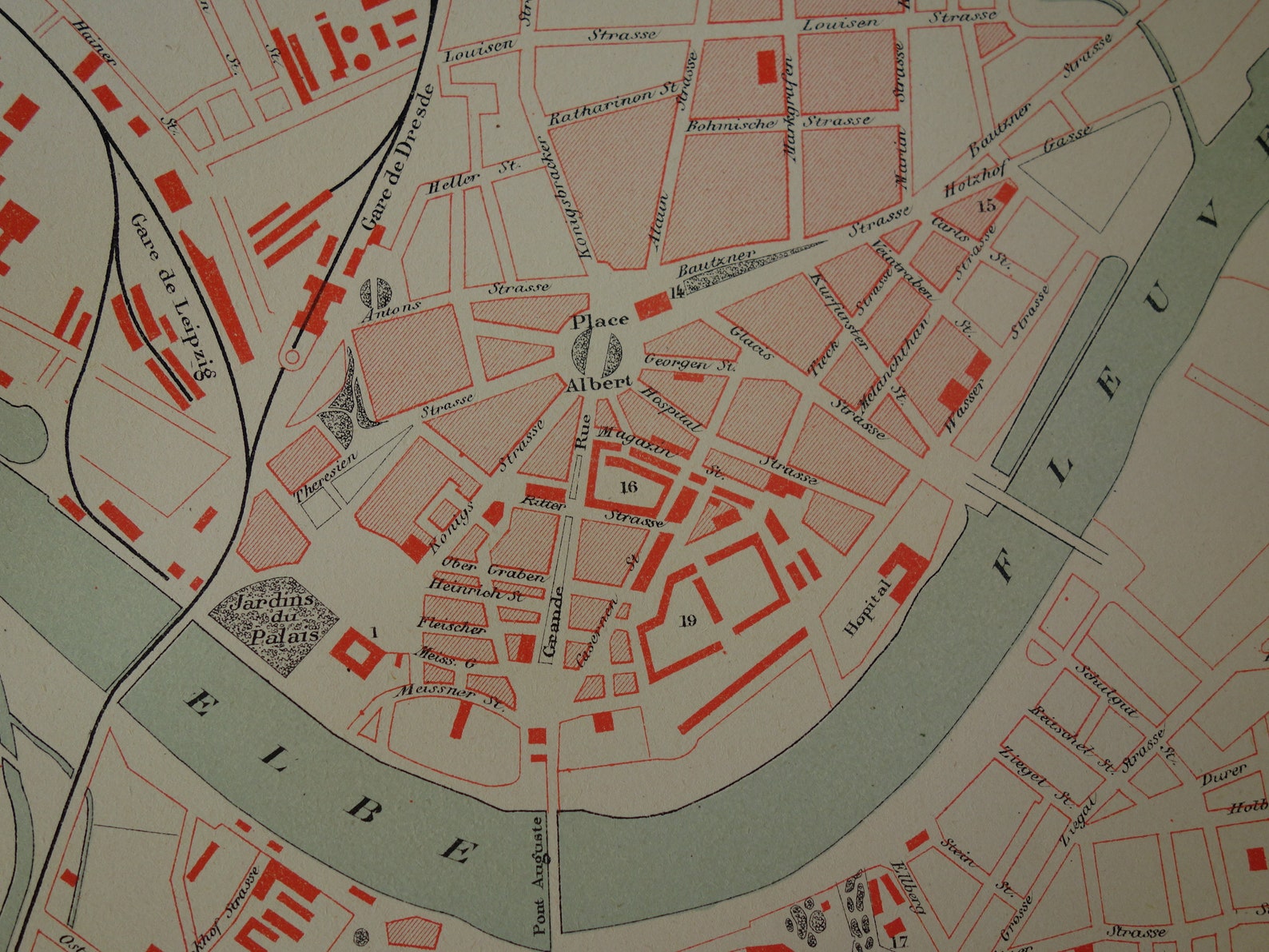 DRESDEN Antique Map of Dresden Germany 140 Years Old City - Etsy UK