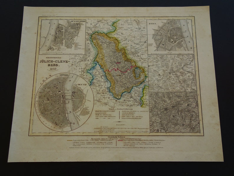 GERMANY Old Map 1849 Original Hand Colored Antique Print of | Etsy