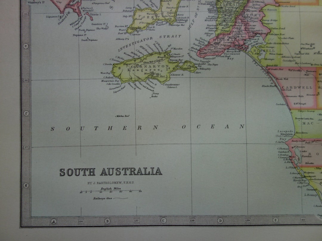 AUSTRALIA Old Map of Queensland and South Australia Large 1890 Original ...