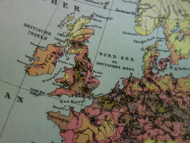 EUROPE Old Map of Population Density European Continent 1905 | Etsy