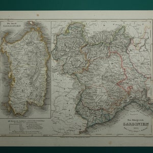 SARDINIA KINGDOM Old Map of Northern Italy 1851 Original Antique Print ...