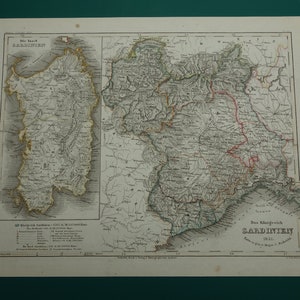 SARDINIA KINGDOM Old Map of Northern Italy 1851 Original Antique Print ...
