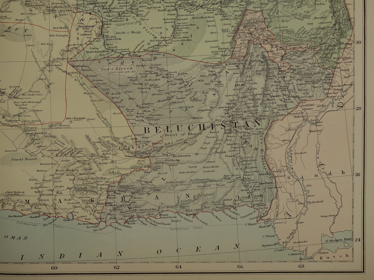 PERSIA Old Map of Persia LARGE 1890 Original Antique Poster of Iran ...