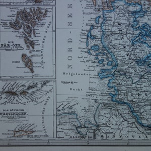 DENMARK old map of Denmark and Holstein 1886 original large | Etsy