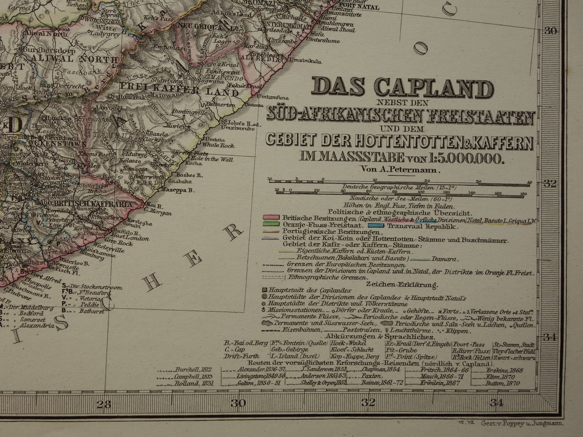 SOUTH AFRICA Map of Transvaal Republic LARGE 1877 Antique - Etsy