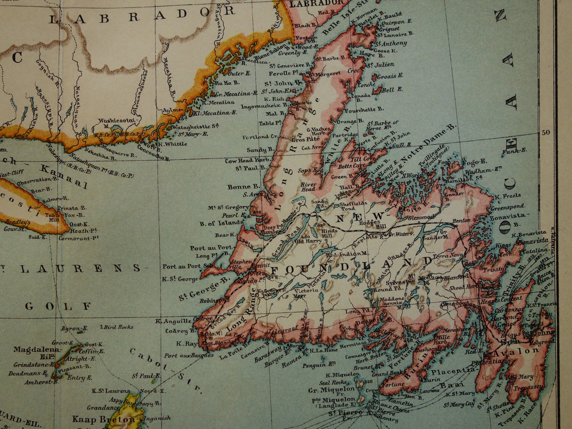 CANADA Antique Map of Eastern Canada Beautiful and Detailed | Etsy