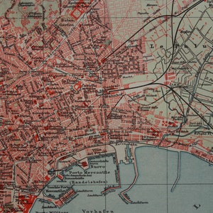 1906 Naples Old Map of Naples Italy Original Antique City Plan About ...