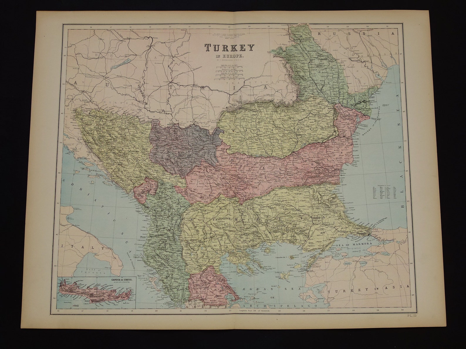 BALKANS Old Map of European Turkey in 1878 LARGE Original - Etsy