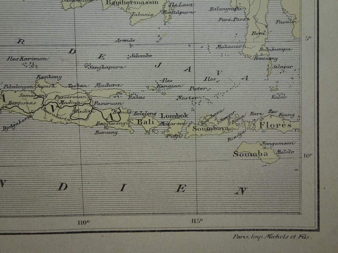 INDONESIA Old Map of Sunda Archipelago 1896 Antique - Etsy