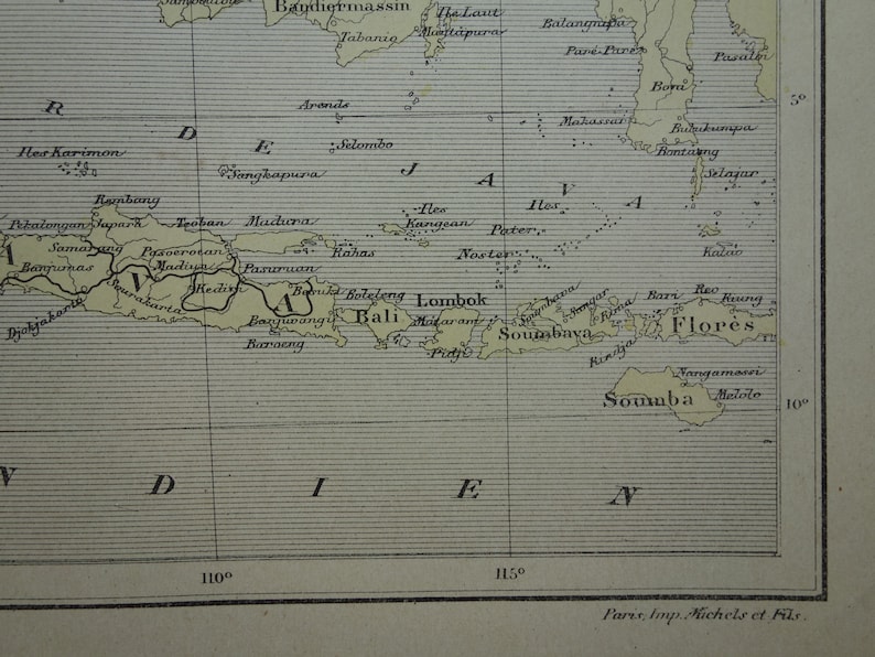 INDONESIA Old Map of Sunda Archipelago 1896 Antique - Etsy