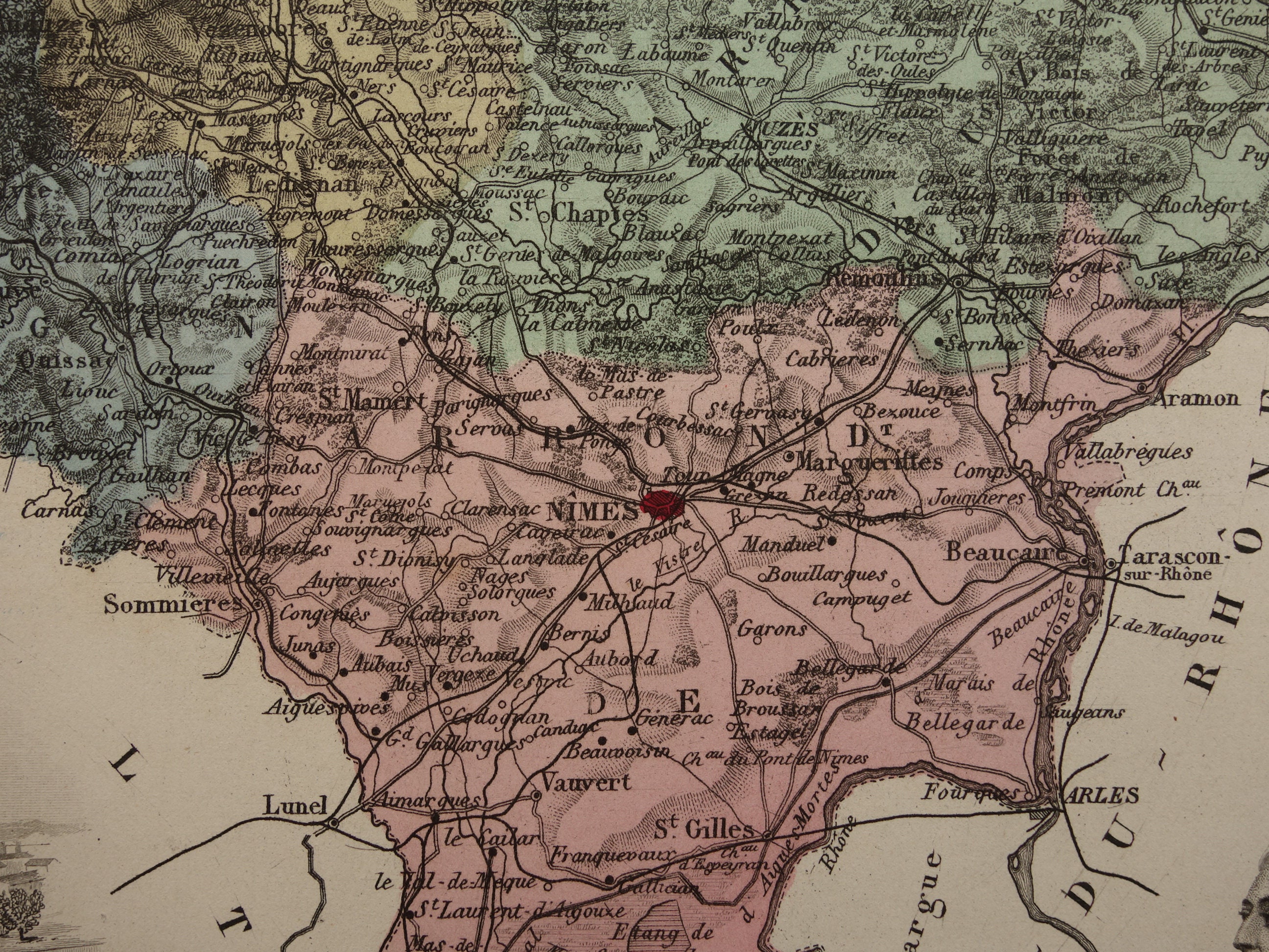 GARD Antique Map of Gard Department France 1882 Original Old Print ...