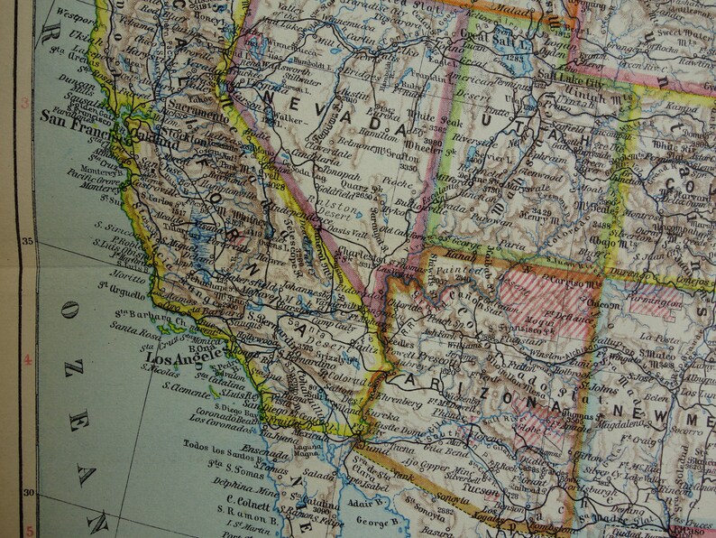 USA Old Map of the US 1928 Original Vintage Maps Two 2 | Etsy