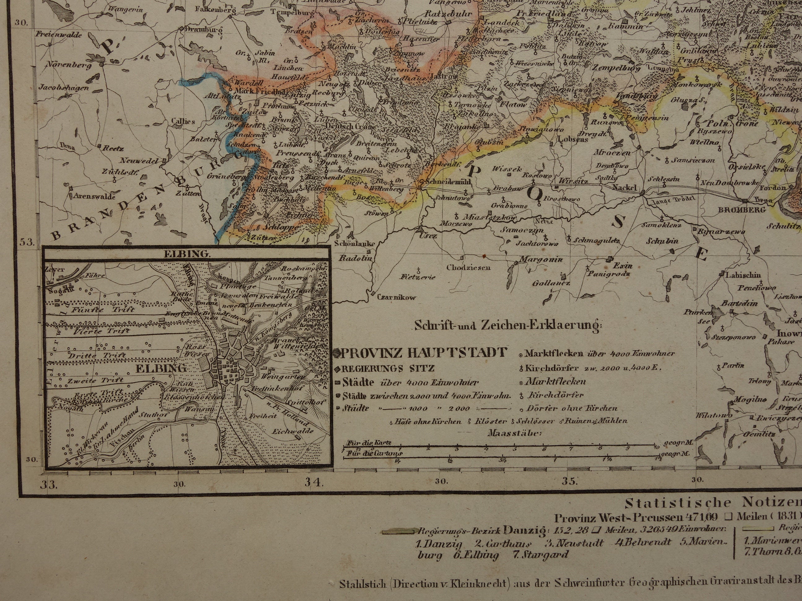 POLAND Old Map of Poland 1849 Original Antique Print Gdańsk Danzig ...
