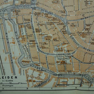 LEIDEN Old Map of Leiden 1910 Original Antique Map About Leiden Zuid ...