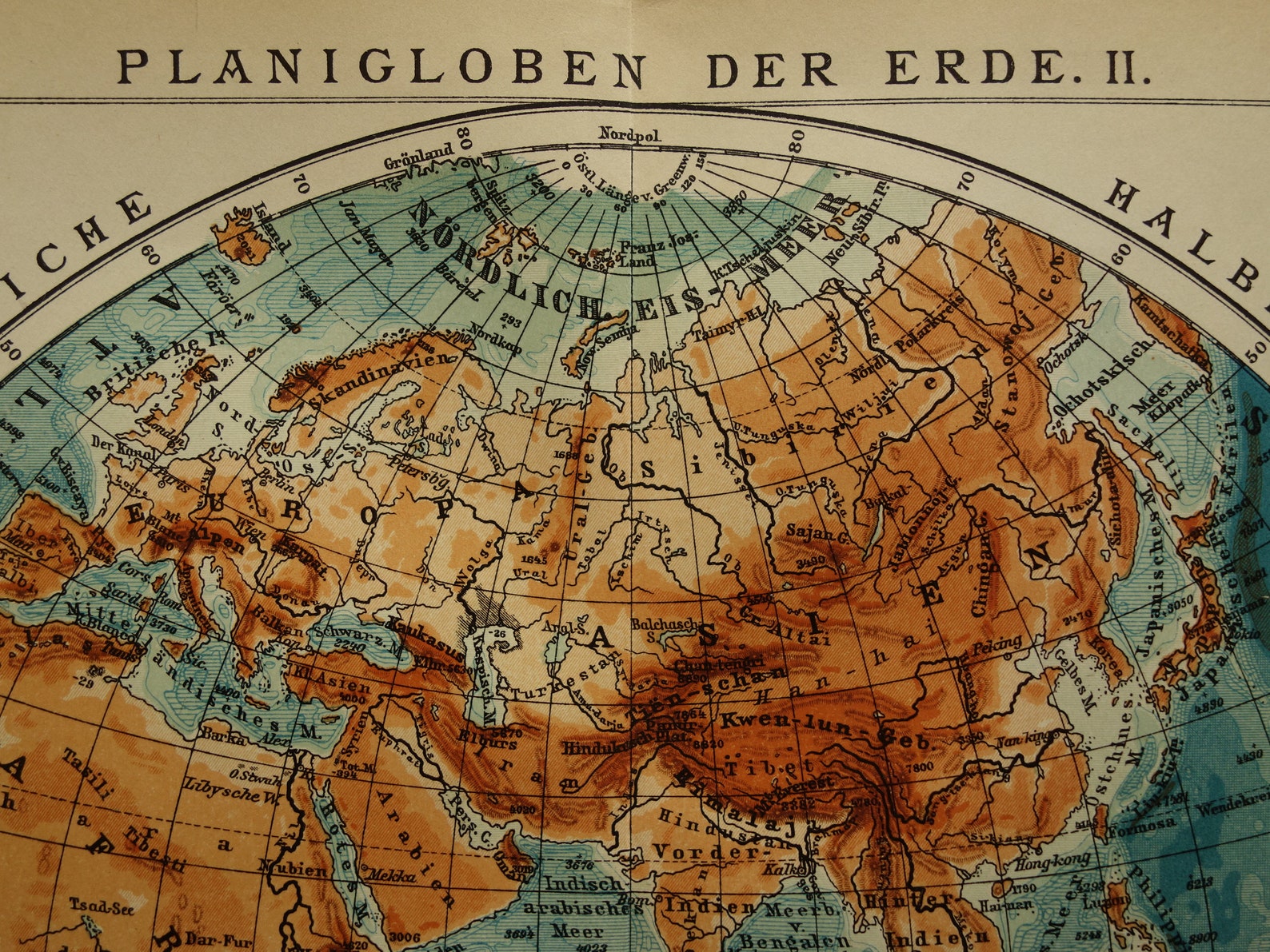 WORLDMAP Old Map of the World Original 1909 Antique German - Etsy