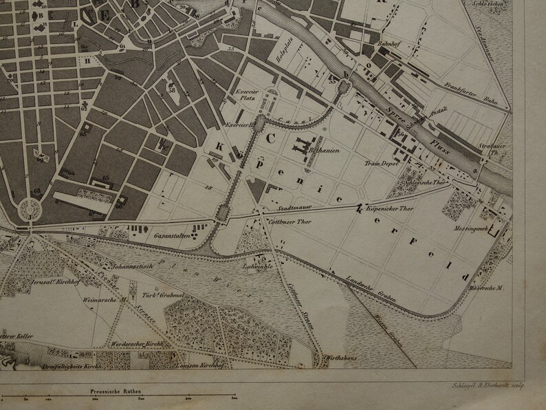 BERLIN Antique Map of Berlin Germany Original 175+ Years Old German ...