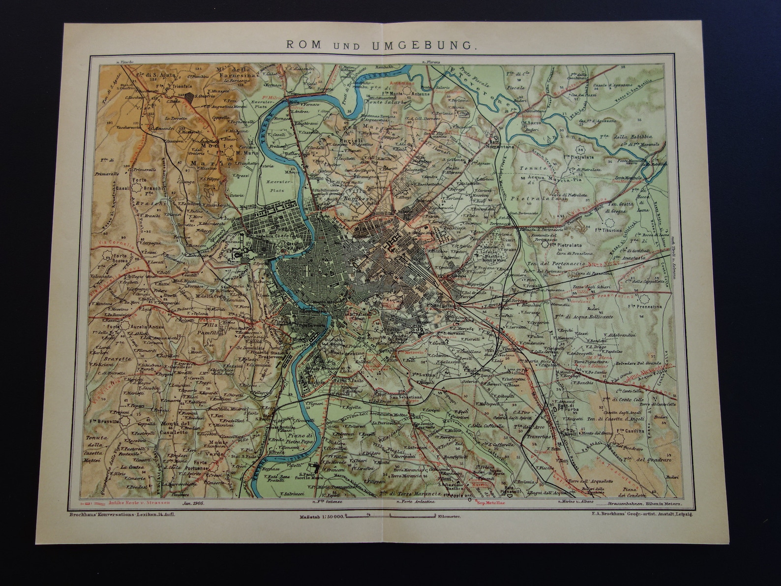 Old Map of Rome and Surroundings 1905 Original Antique City Plan About ...
