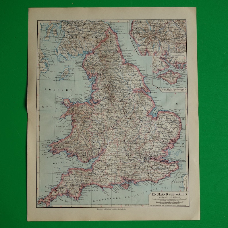 Old Map of England and Wales 1926 Original Vintage Print UK Lake ...