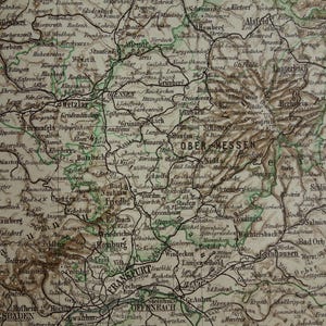 GERMANY Old Map of Grand Duchy Hesse 1913 Original Antique Print Hessen ...