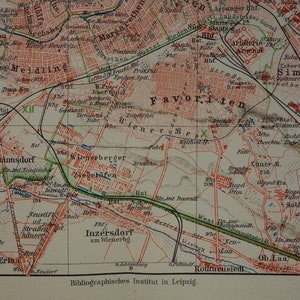 VIENNA Old Map of Vienna City Plan 1905 Original Antique Detailed Print ...