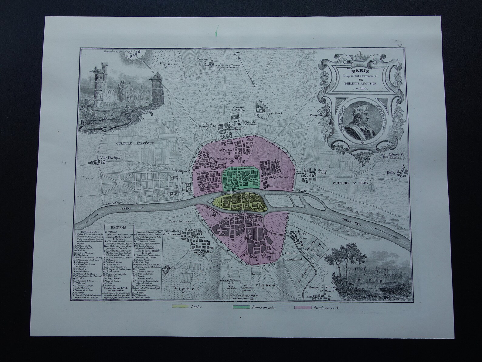 Old Map of Paris France in the Year 1180 Original 1876 Antique - Etsy