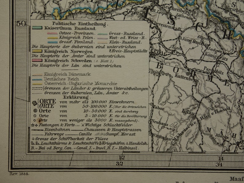 BALTIC SEA Large Old Map of Baltic States 1885 Original - Etsy