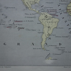 1870 Old World Map of French Colonies - Original Hand-colored Antique ...