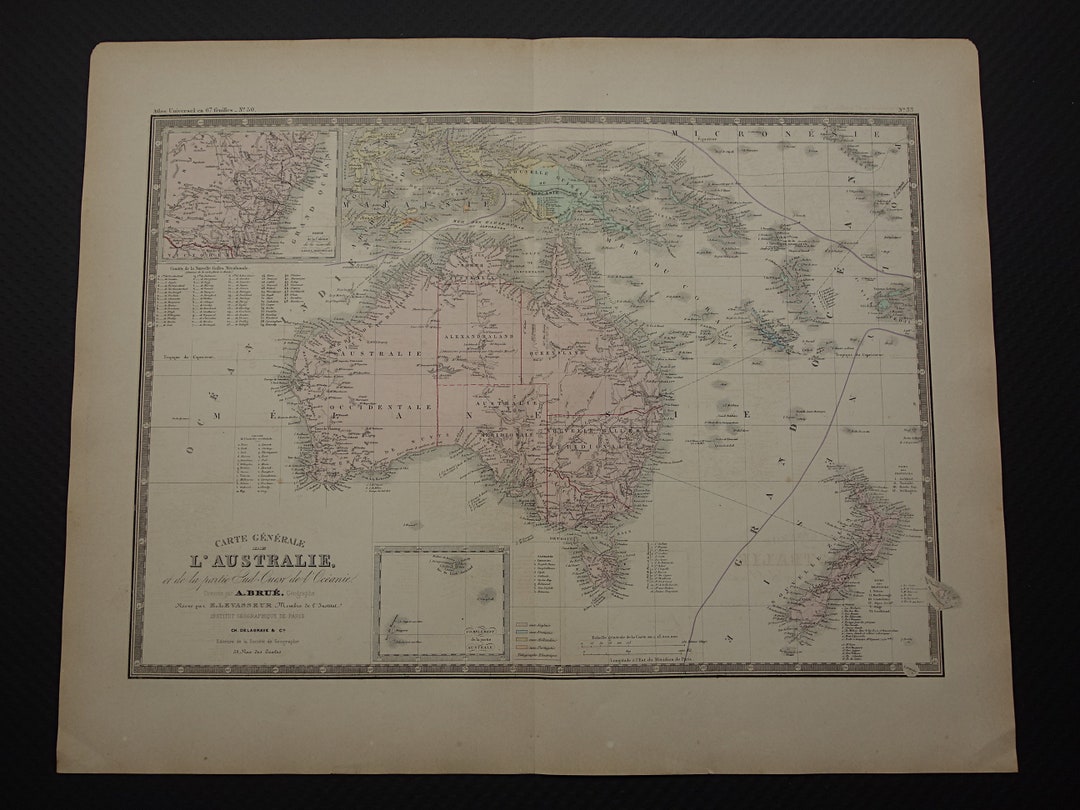 1876 AUSTRALIA Old Map - LARGE Original Antique Maps About Australia ...