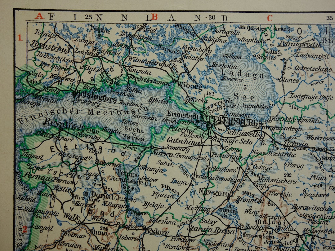 Antique Map of Russia 1913 Original 100+ Years Old German Map of ...